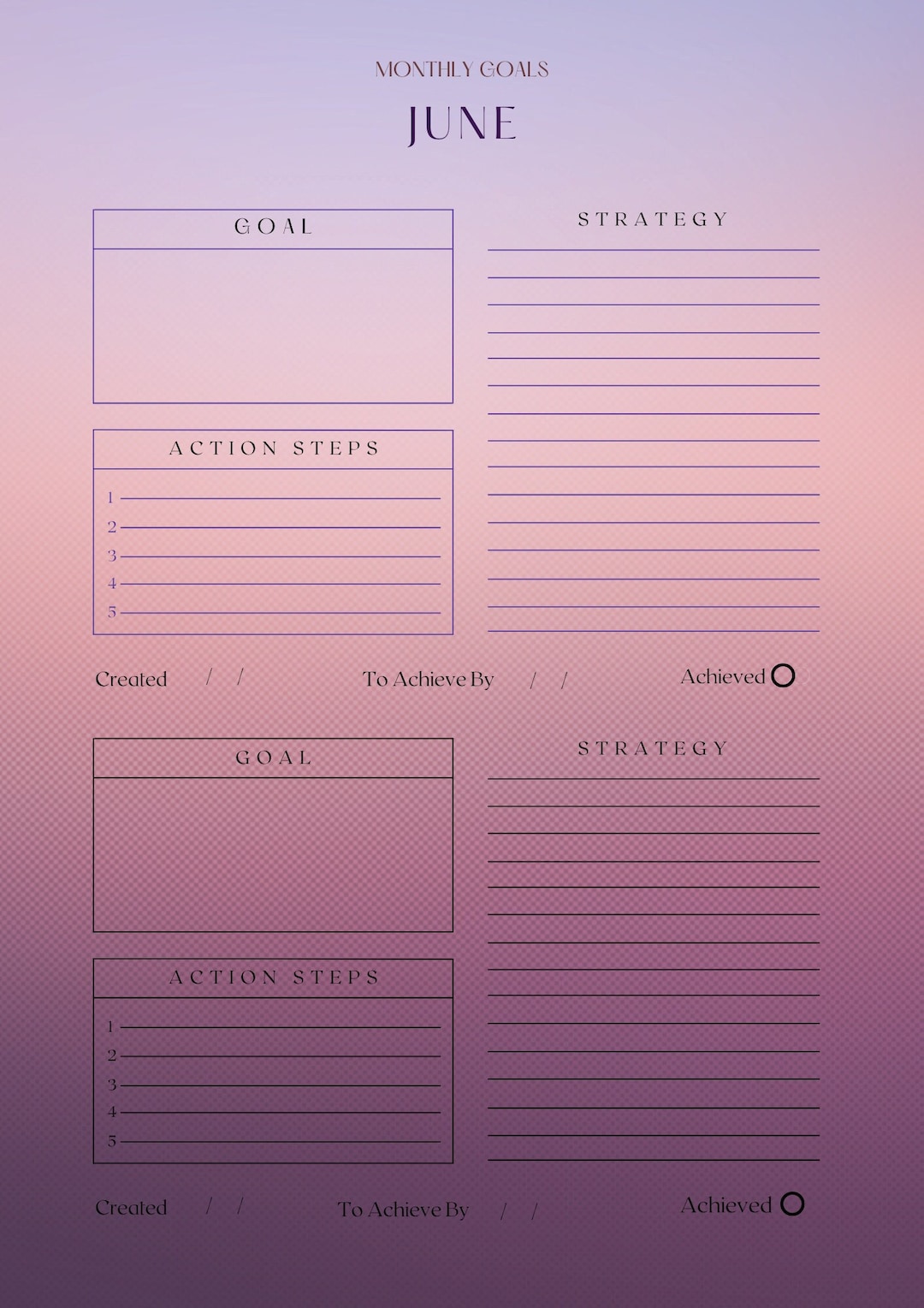 June Monthly Goals - Etsy