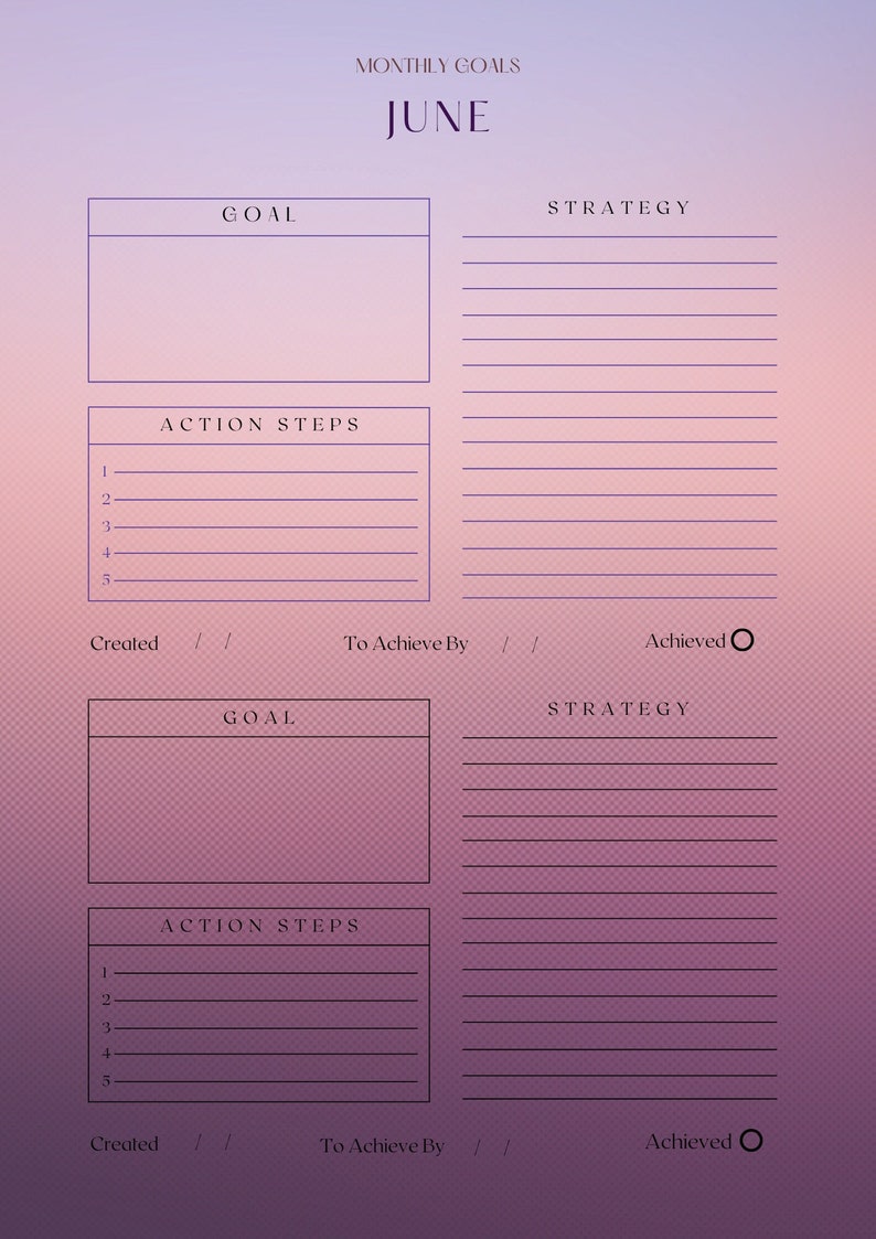 June Monthly Goals - Etsy