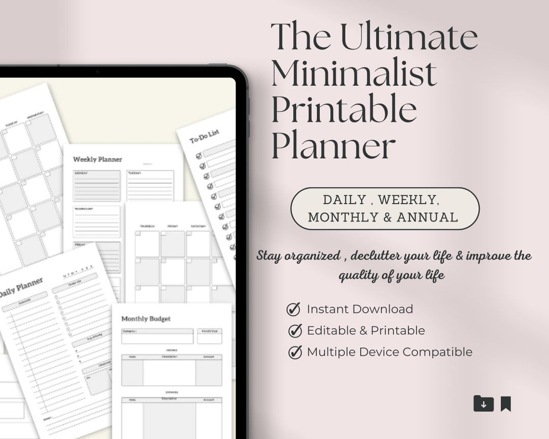 2023 Minimalist Printable Planner | Minimalist iPad Planner | Daily ...