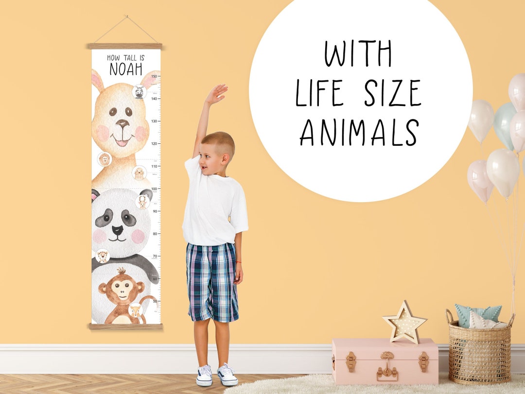 Personalised Animal Comparison Height Chart Hanging Children's Growth ...