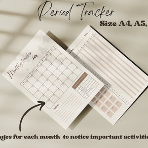 Printable Period Tracker, Period Journal, Ovulation Tracker, Menstrual ...