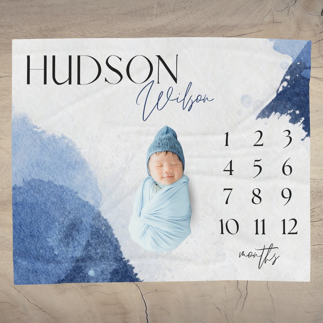Personalized Milestone Blanket Baby Boy Blanket Baby Shower Gift With ...