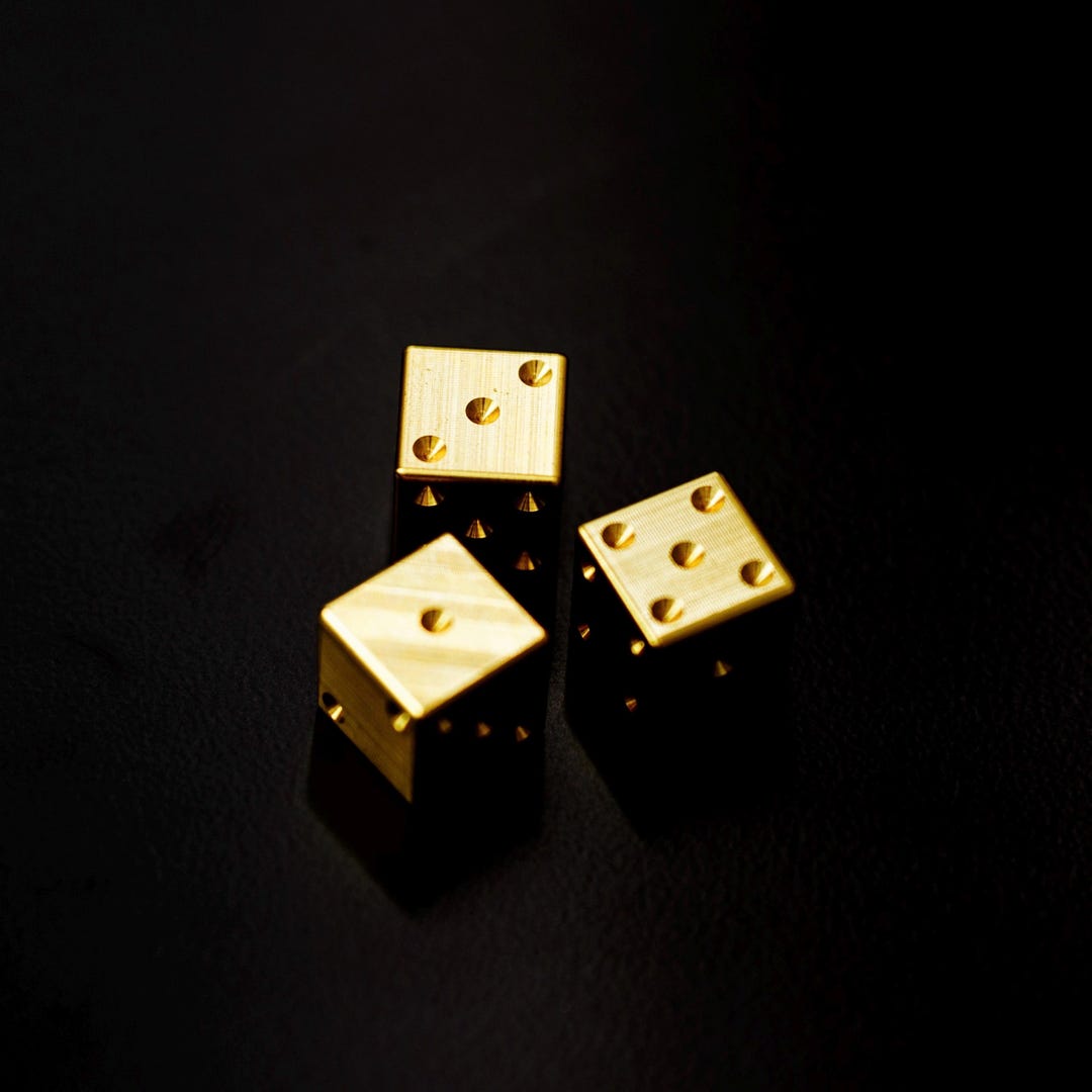Premium Gold-colored Brass Dice - Set of Two - Heavy Weight Dice ...