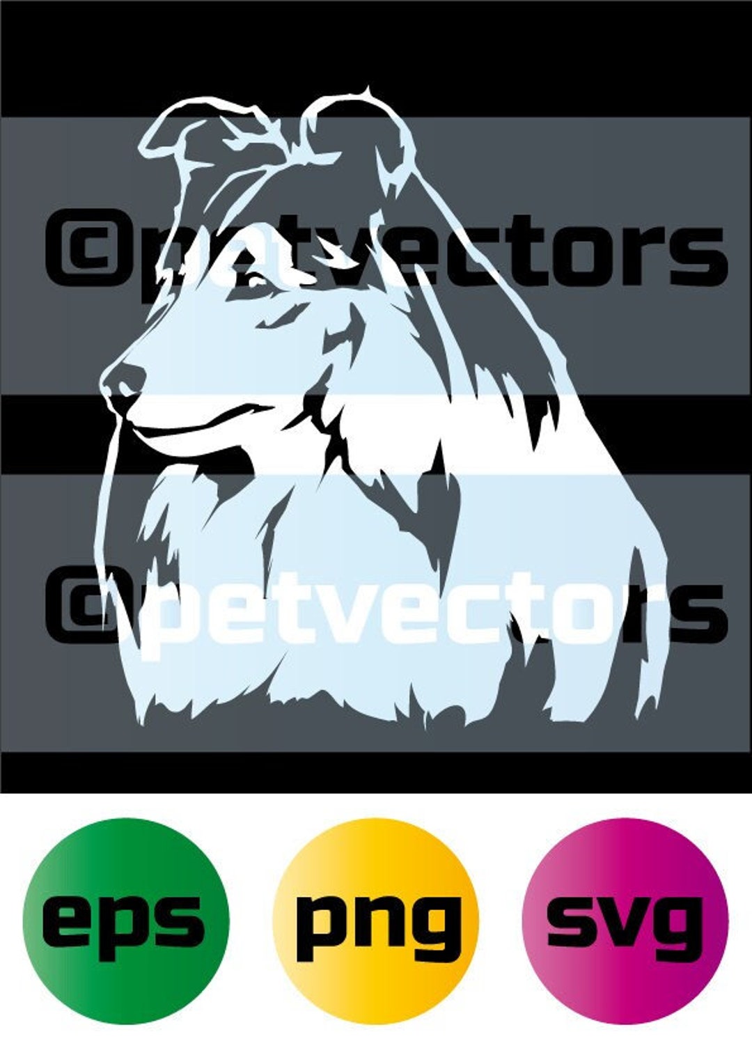 Sheltie Dog Eps Svg Png Vector Cutting File White Negative - Etsy