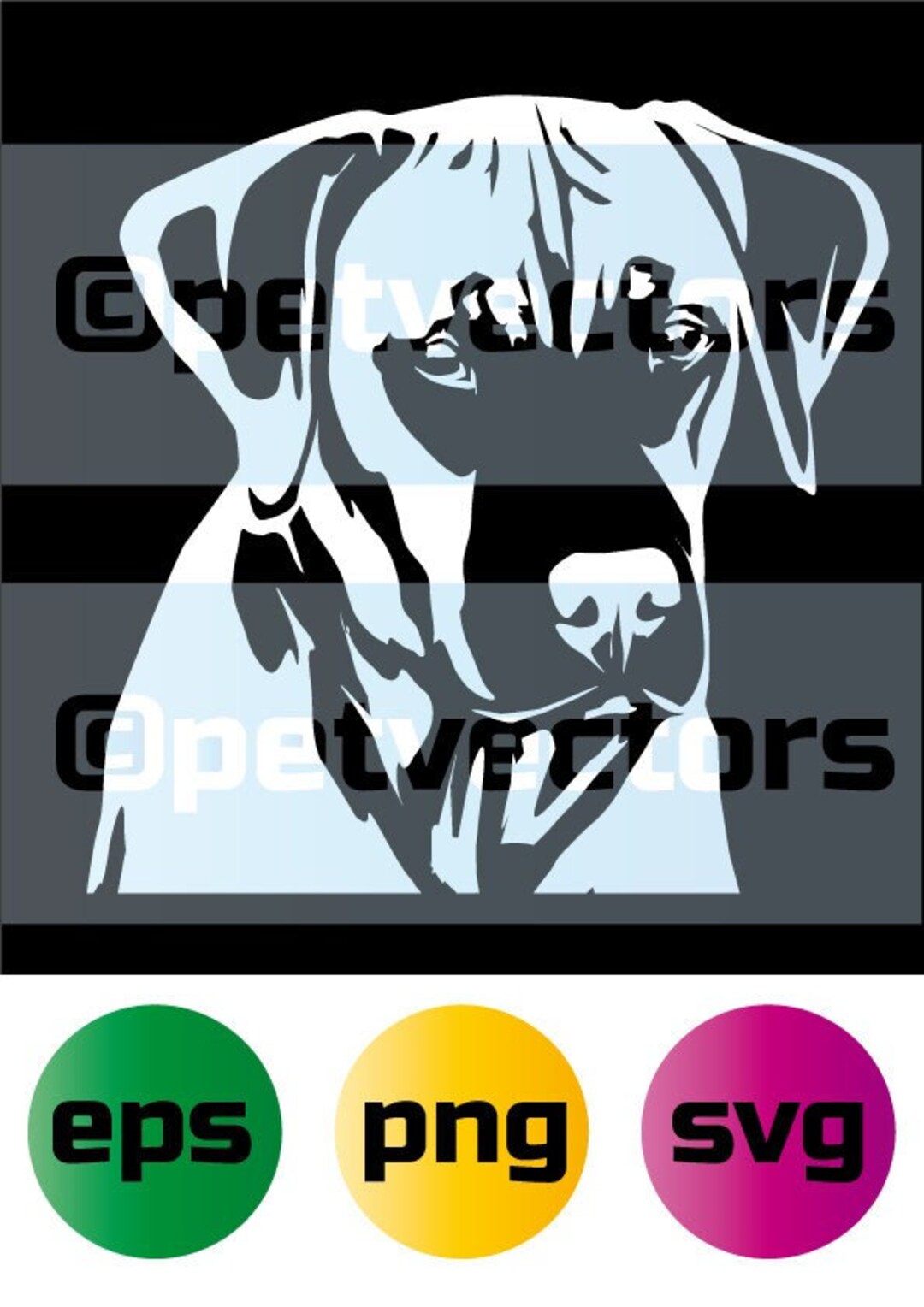 Rhodesian Ridgeback Dog Eps Svg Png Vector Cutting File White Negative ...