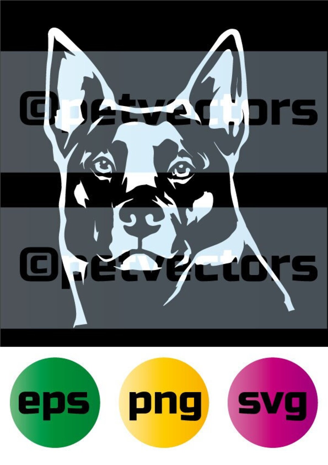 Australian Kelpie Eps Svg Png Vector Cutting File White Negative - Etsy