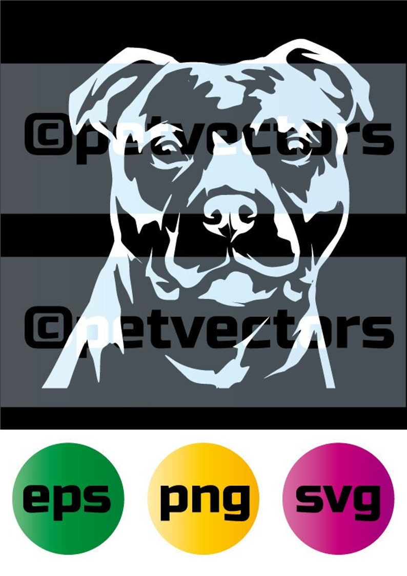 Staffordshire Bull Terrier Dog Eps Svg Png Vector Cutting File White ...