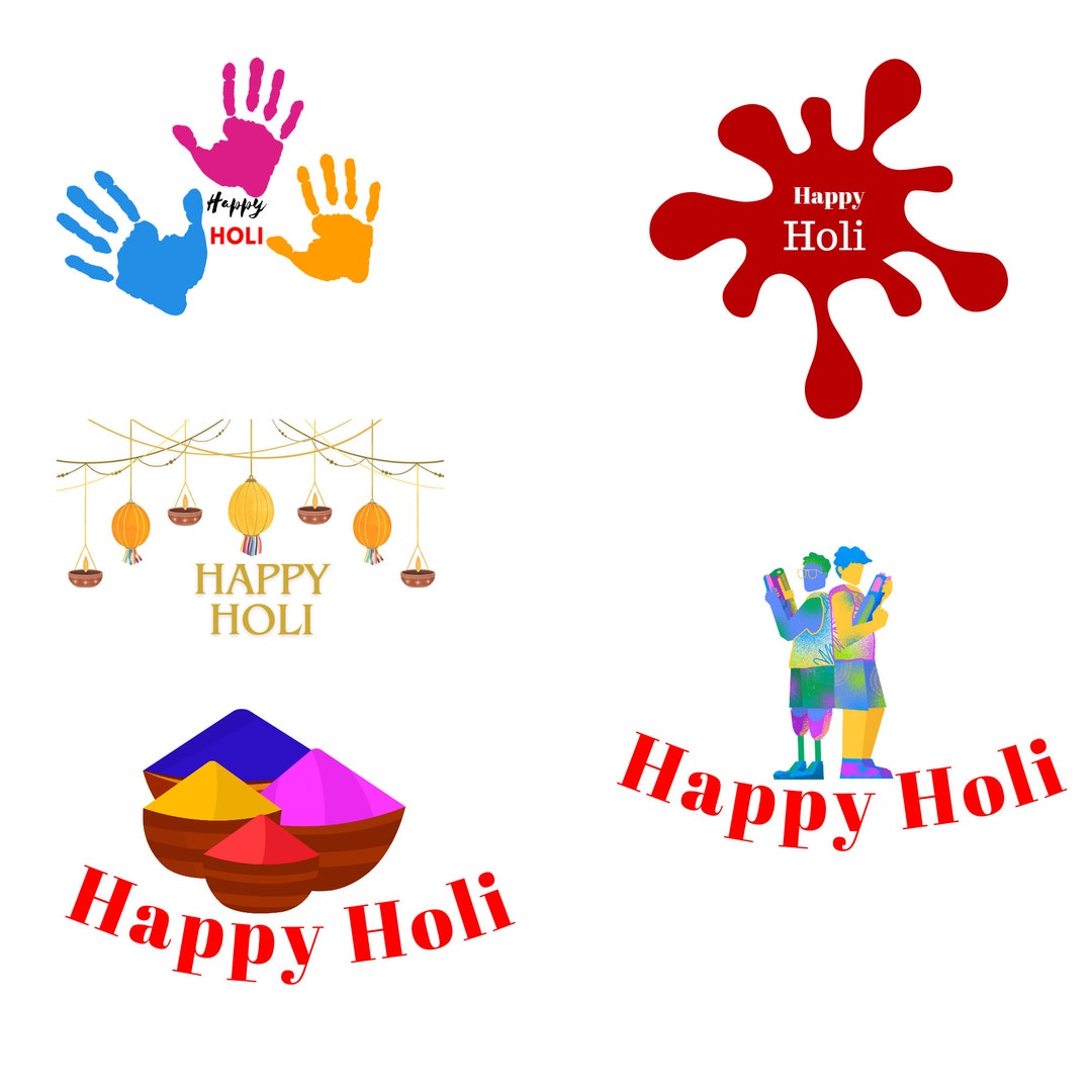 Printable Happy Holi Sticker Set, Hindu Festival of Spring Stickers ...