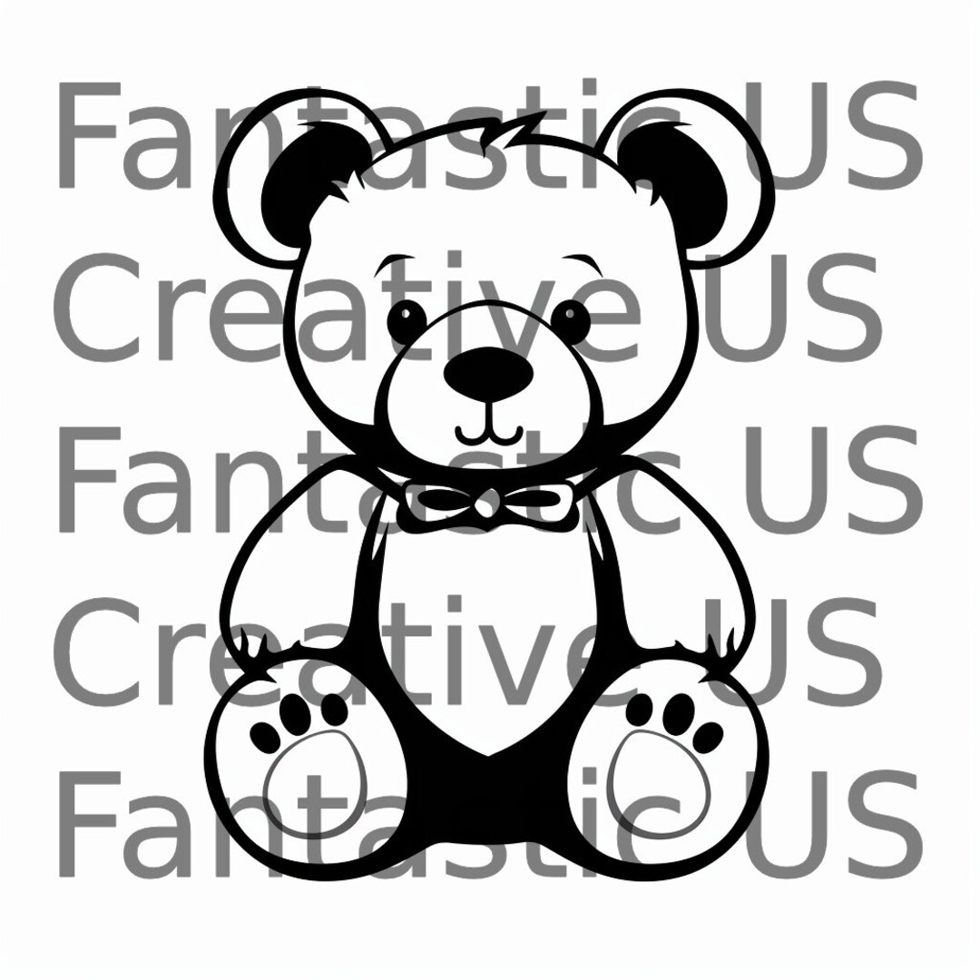 Instant Download Cute Teddy Bear Outline Including JPEG, SVG and PNG ...