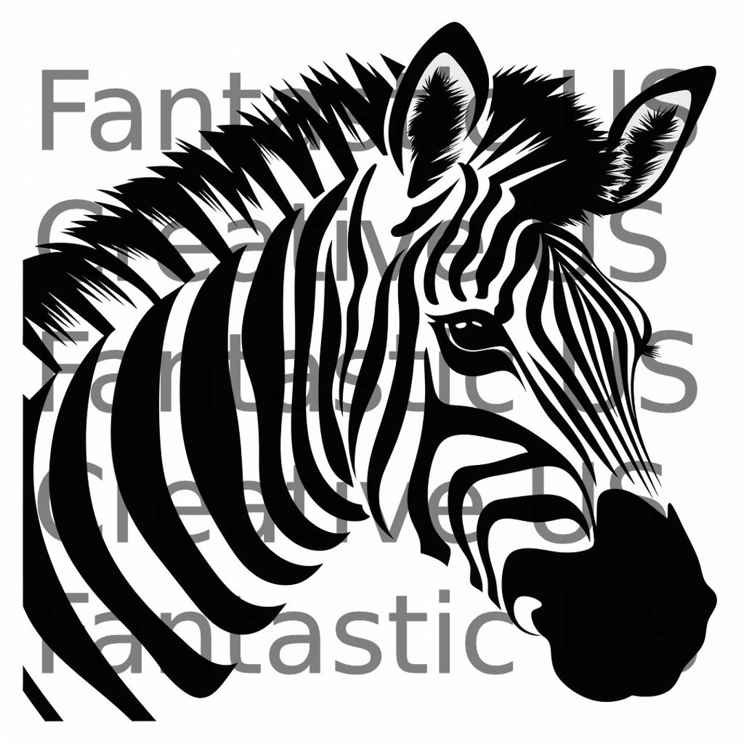 Instant Download Zebra Head Outline Including JPEG, SVG and PNG Files ...