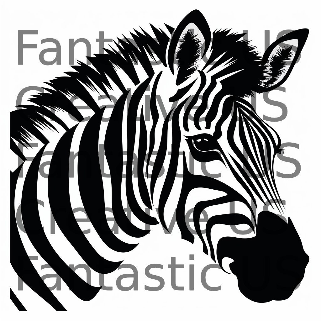 Instant Download Zebra Head Outline Including JPEG, SVG and PNG Files ...