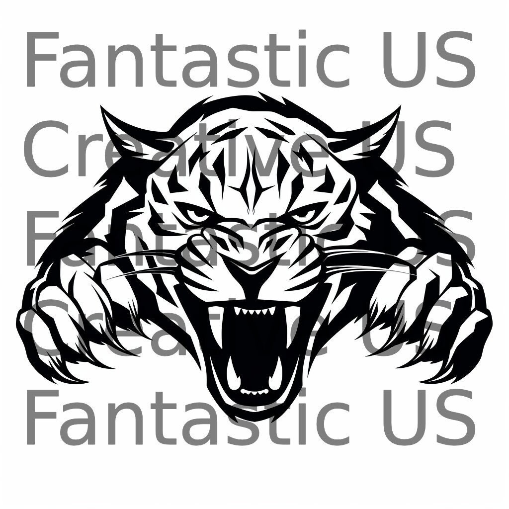 Instant Download Cougar Wildcat Head With Claws Outline Including JPEG ...