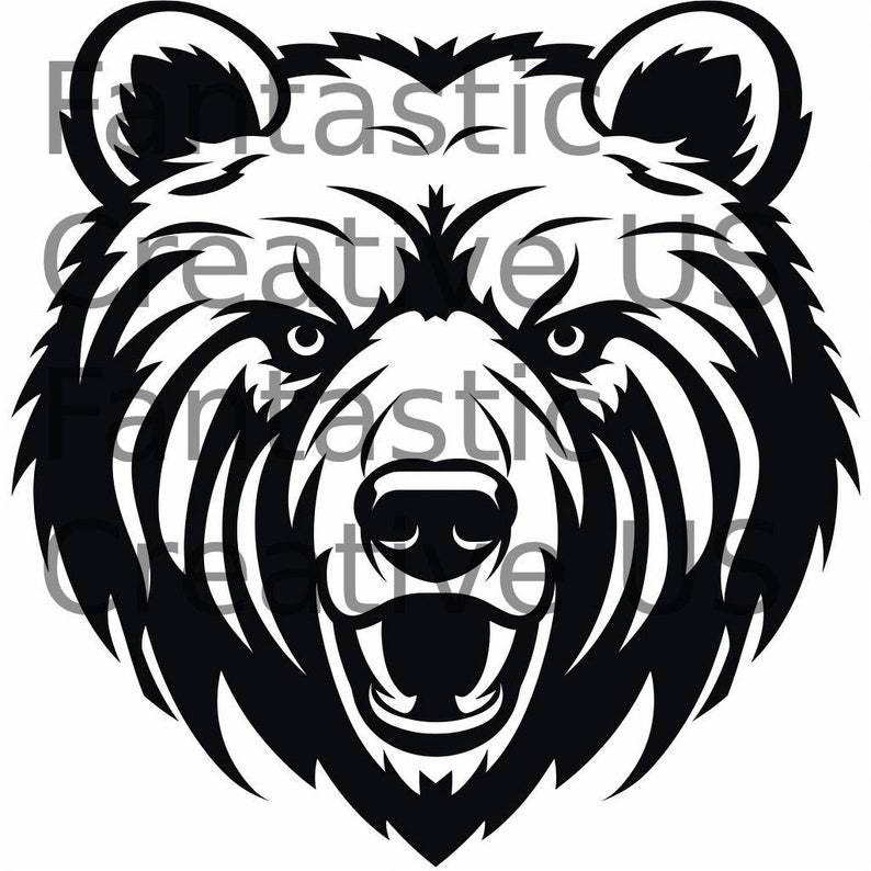 Instant Download Bear Head Outline Including JPEG, SVG and PNG Files ...