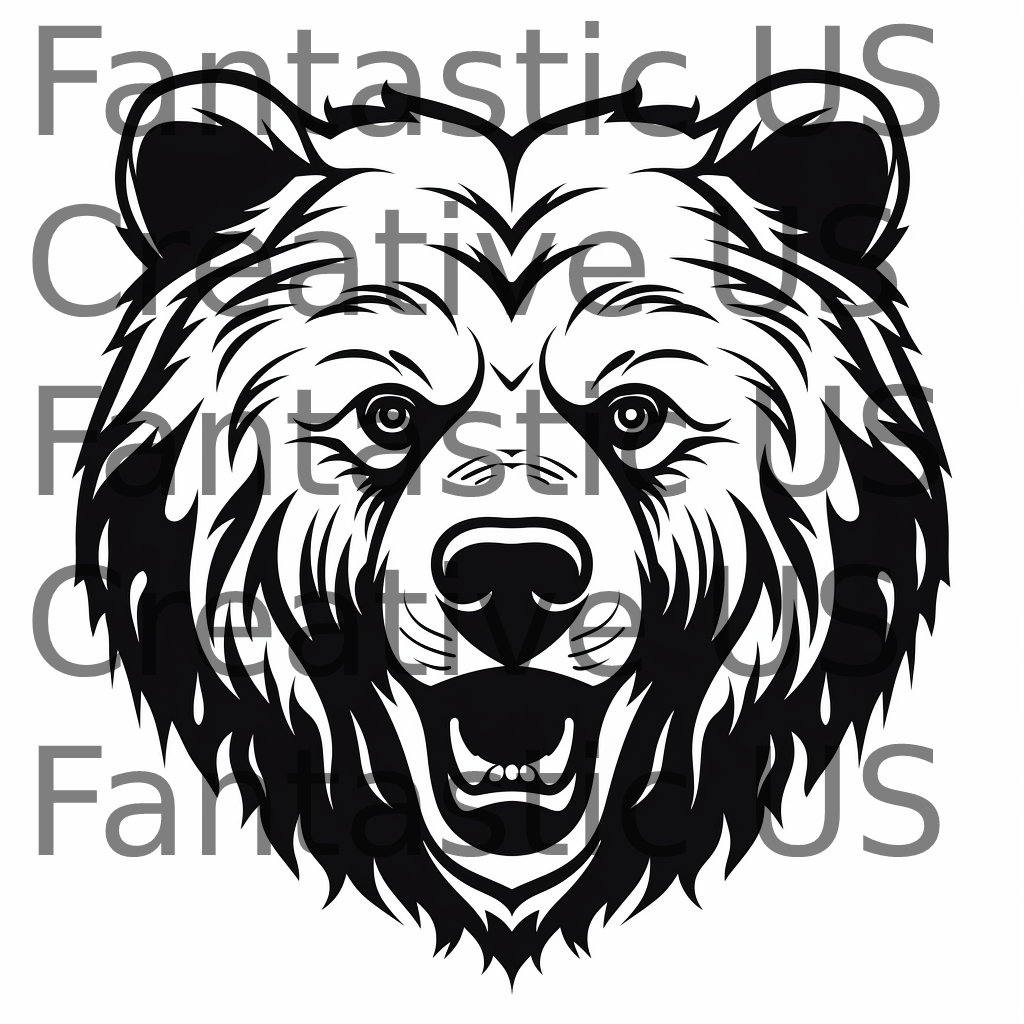 Instant Download Bear Head Outline Including JPEG, SVG and PNG Files ...