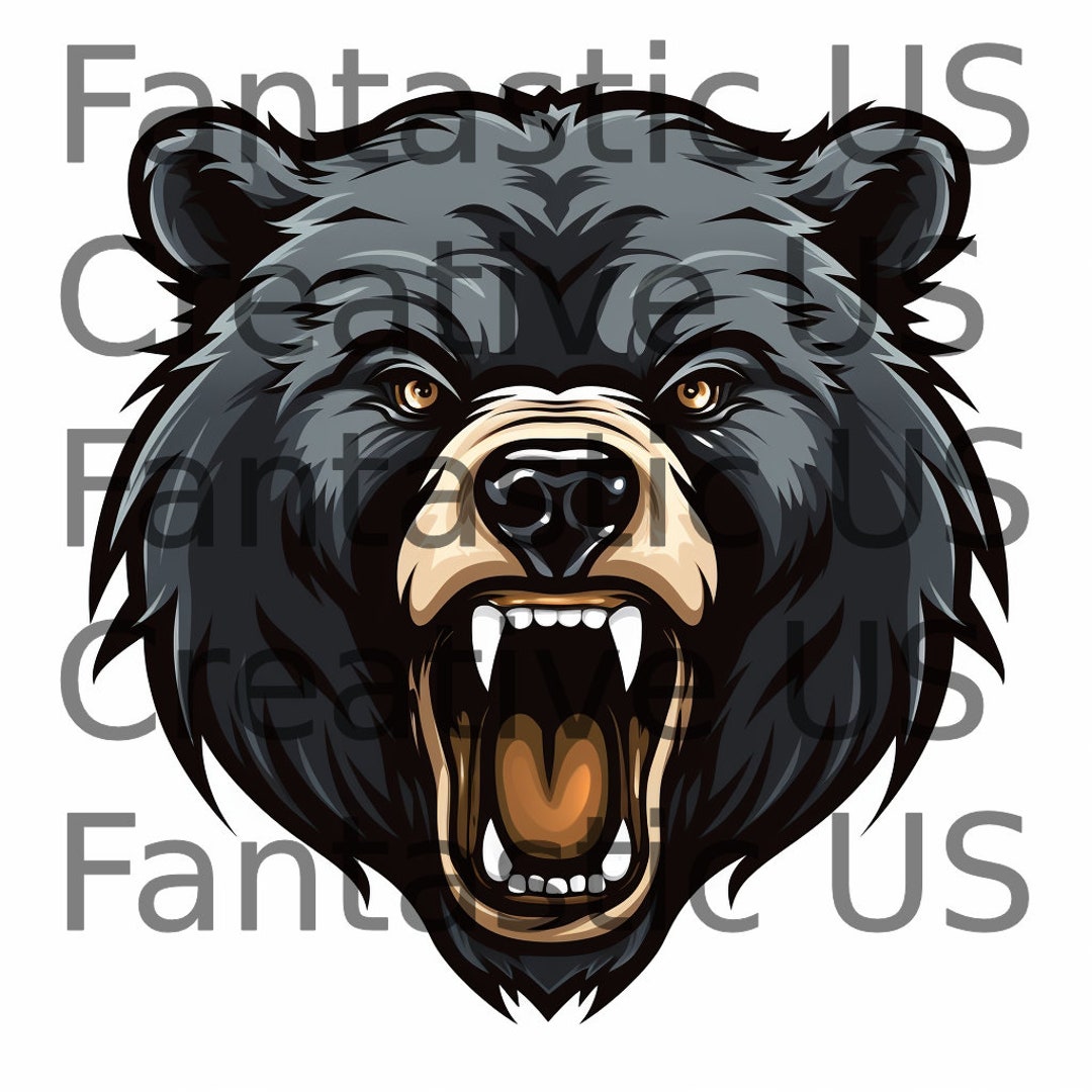 Instant Download Black Bear Head Mascot Outline Including JPEG, SVG and ...