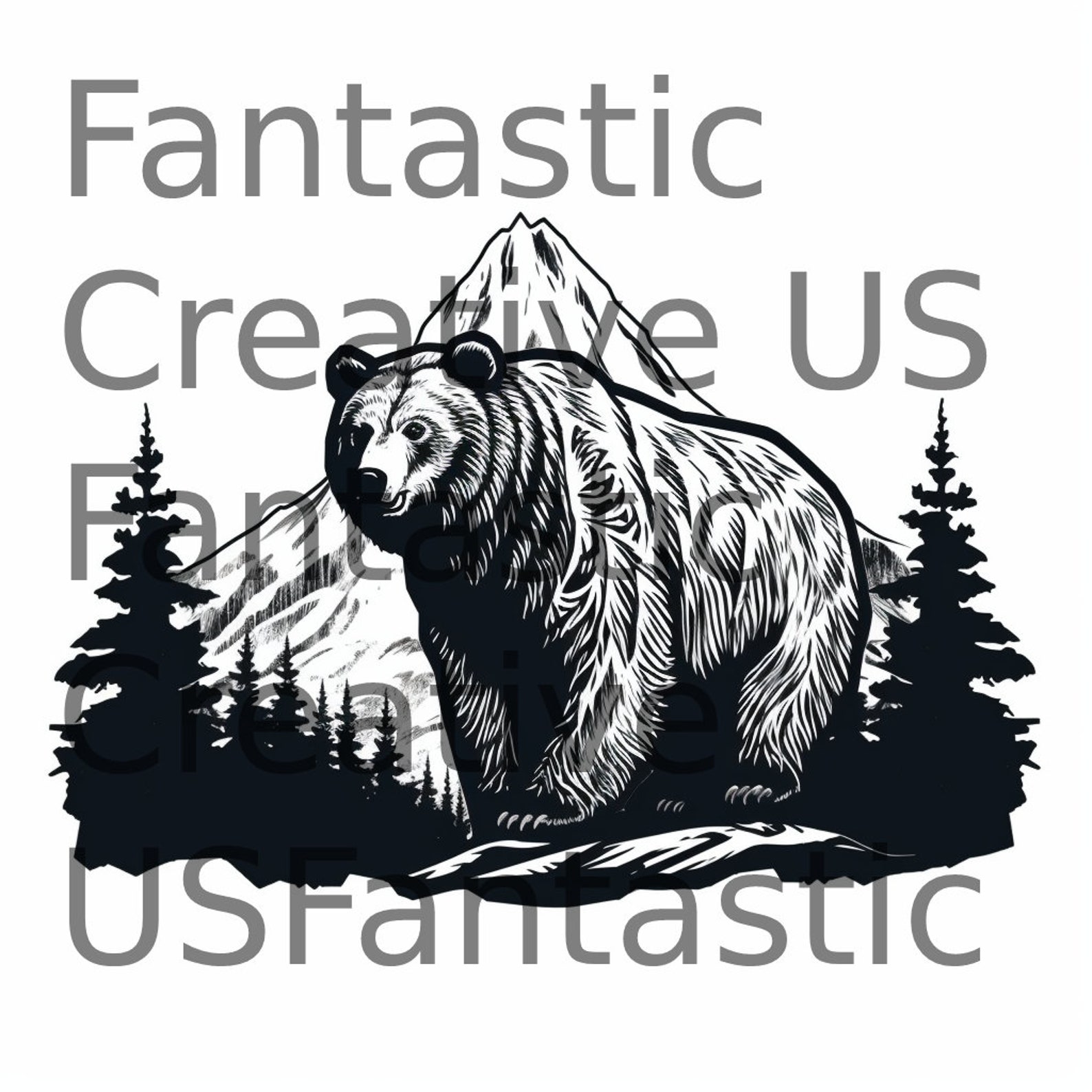 Bear With Mountain Outdoors Instant Download Zip File Includes PNG, SVG ...
