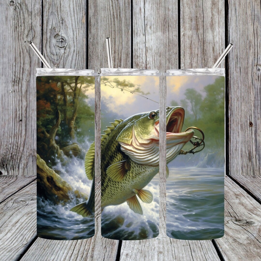 Largemouth Bass Jumping Out of Water Tumbler Wrap Instant Download PNG ...