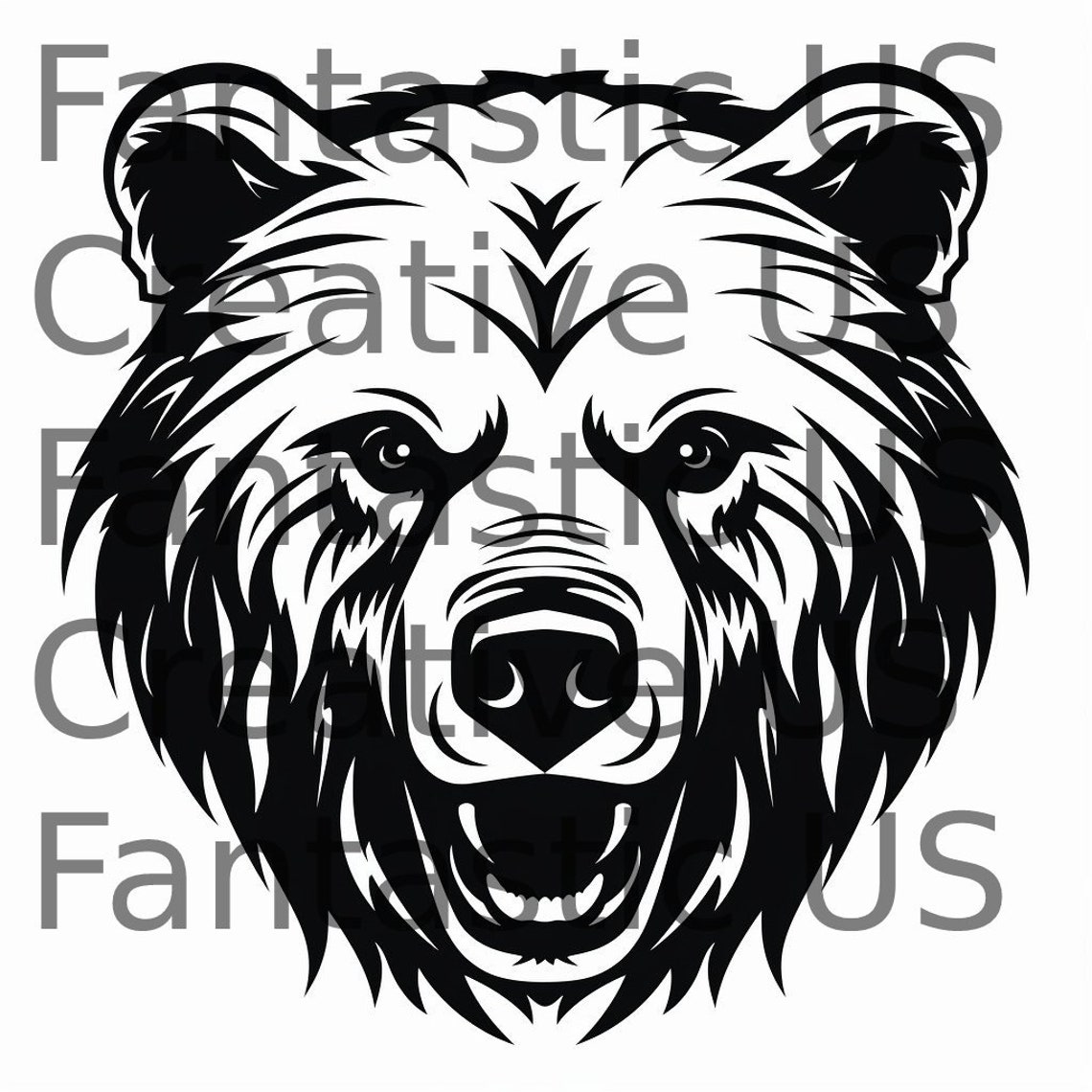 Instant Download Bear Head Outline Including JPEG, SVG and PNG Files ...