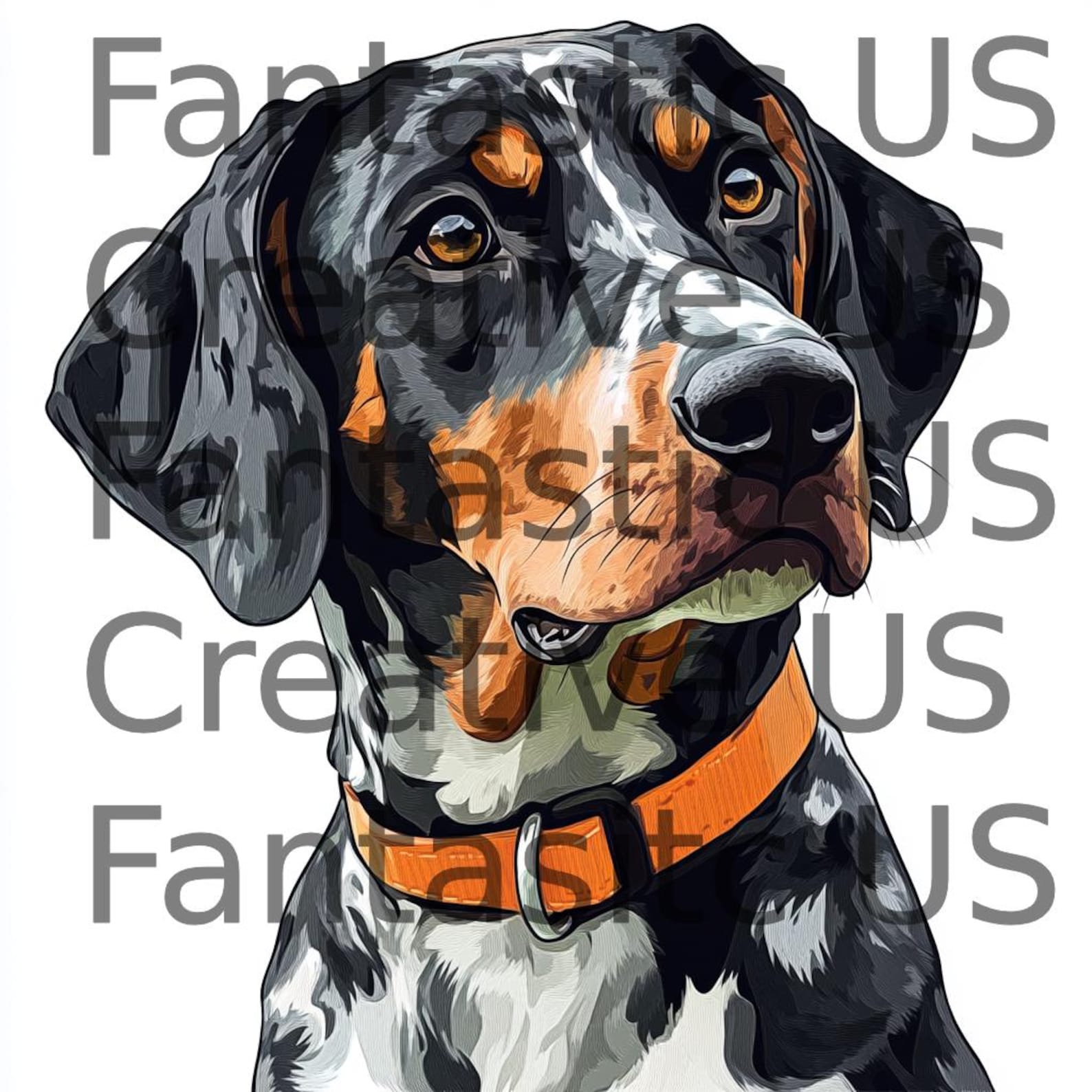 Instant Download Bluetick Coonhound Orange Collar Including JPEG, SVG ...