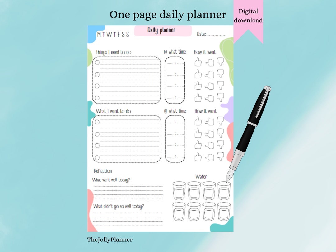 ADHD Daily Digital Planner, Printable Non-dated Daily Planner, Colorful ...