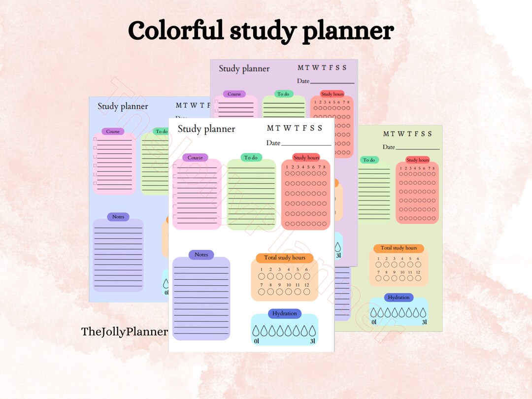 Colorful Studyplanner, Digital Printable Studyplanner, Highschool ...