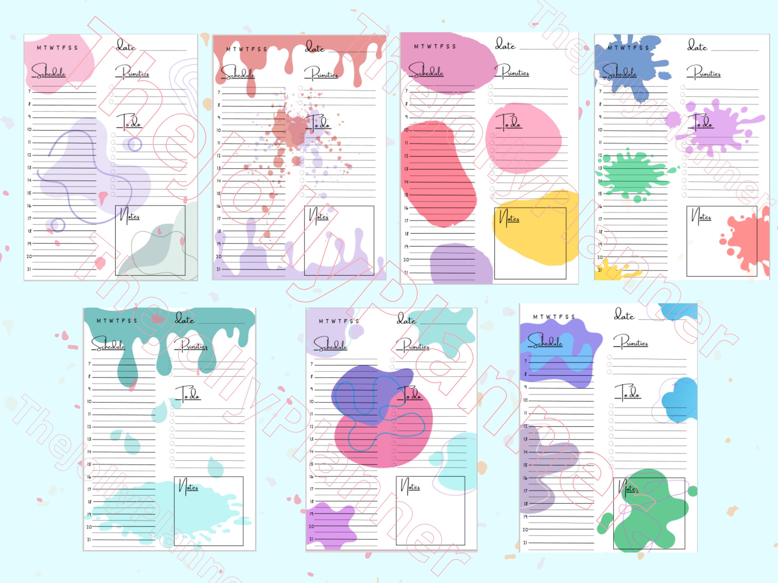 Digital Colorful Daily Planner, Printable Daily Planner, Simple Daily ...