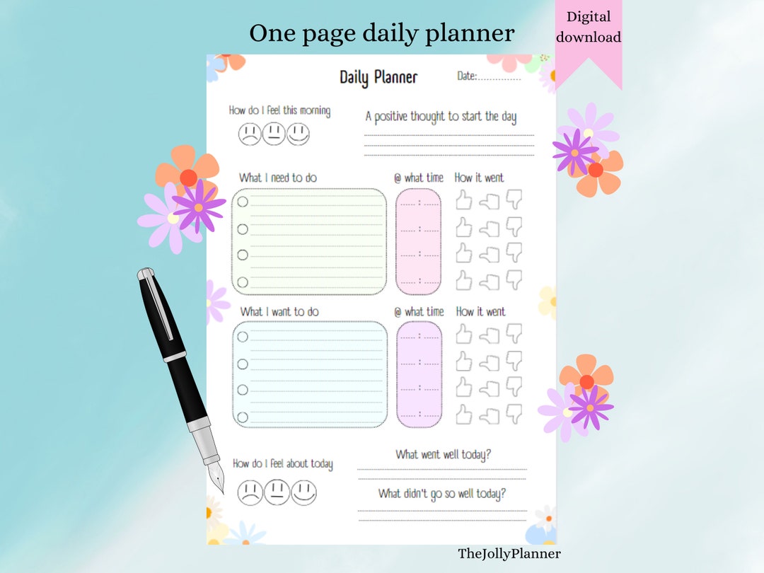 Colorful Daily Digital Planner, Printable Non Dated Daily Planner ...