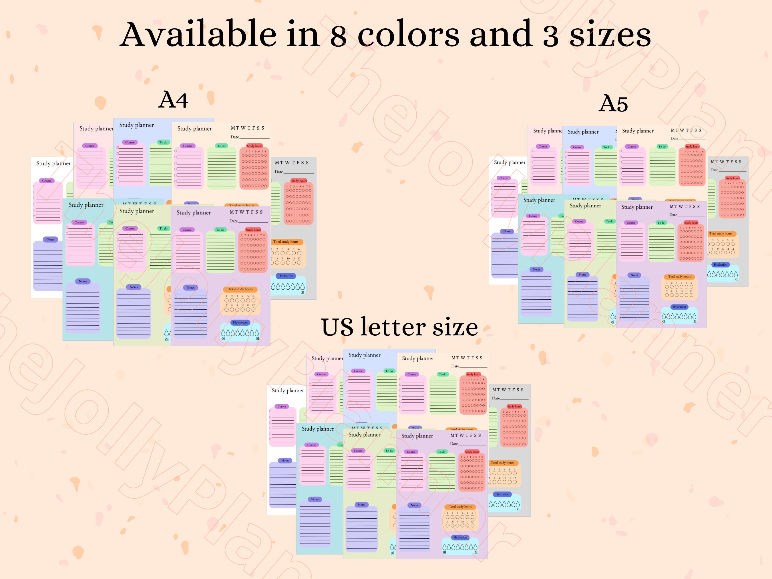 Colorful Studyplanner, Digital Printable Studyplanner, Highschool ...