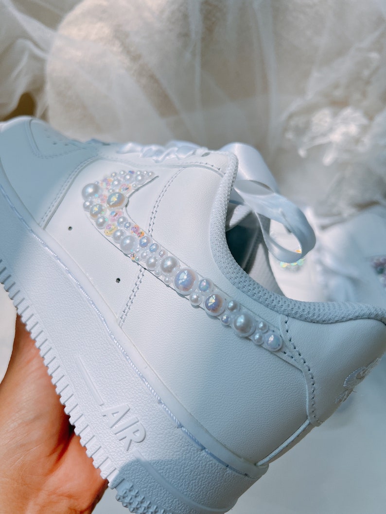 Custom Bridal Sneakers With Pearls – Nike Air Force 1 Wedding Shoes - Etsy