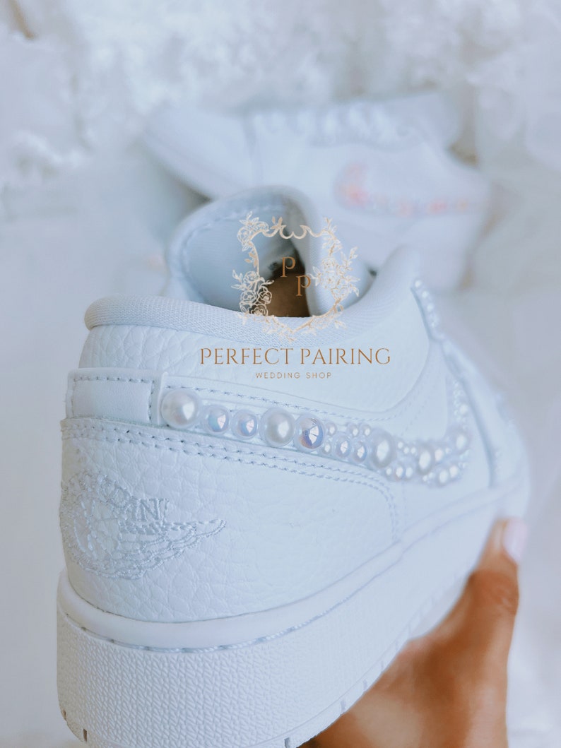 Wedding Bridal Sneaker Customized Air Jordan Wedding Sneakers Pearl ...