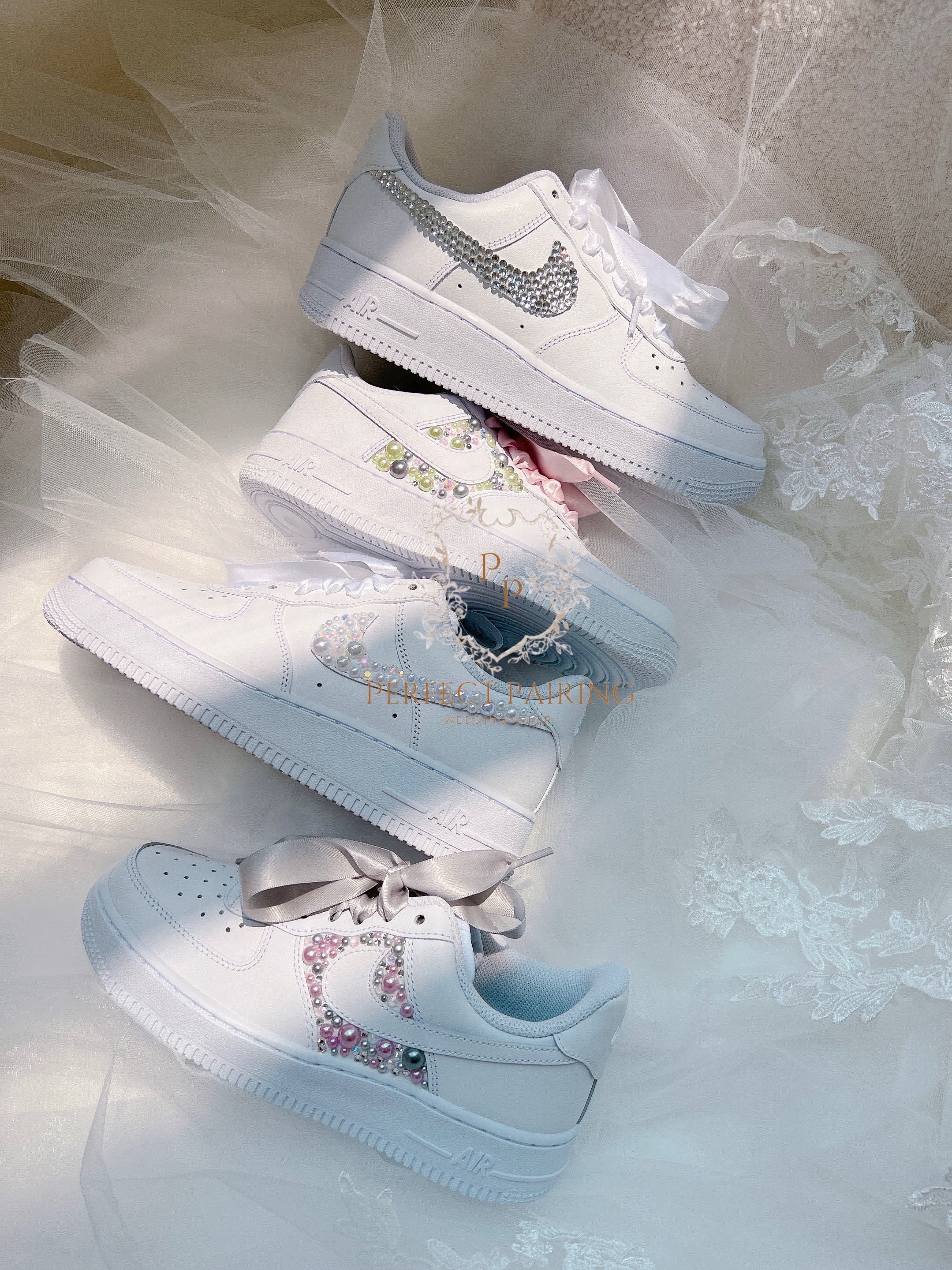 Custom Bridal Sneakers With Pearls – Nike Air Force 1 Wedding Shoes - Etsy