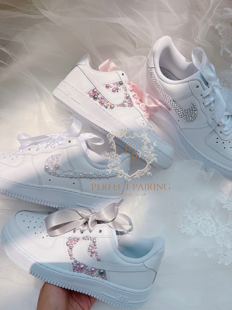 Custom Bridal Sneakers With Pearls – Nike Air Force 1 Wedding Shoes - Etsy