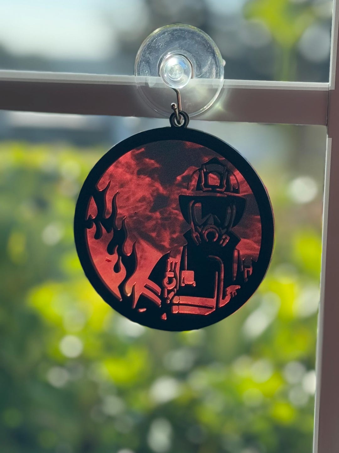 Firefighter Suncatcher - Etsy