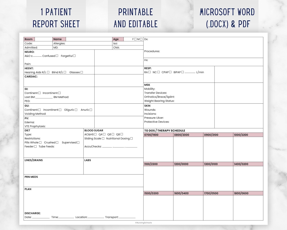 Inpatient Rehab Nurse Report Sheet, Rehabilitation Nurse Brain, Rehab ...