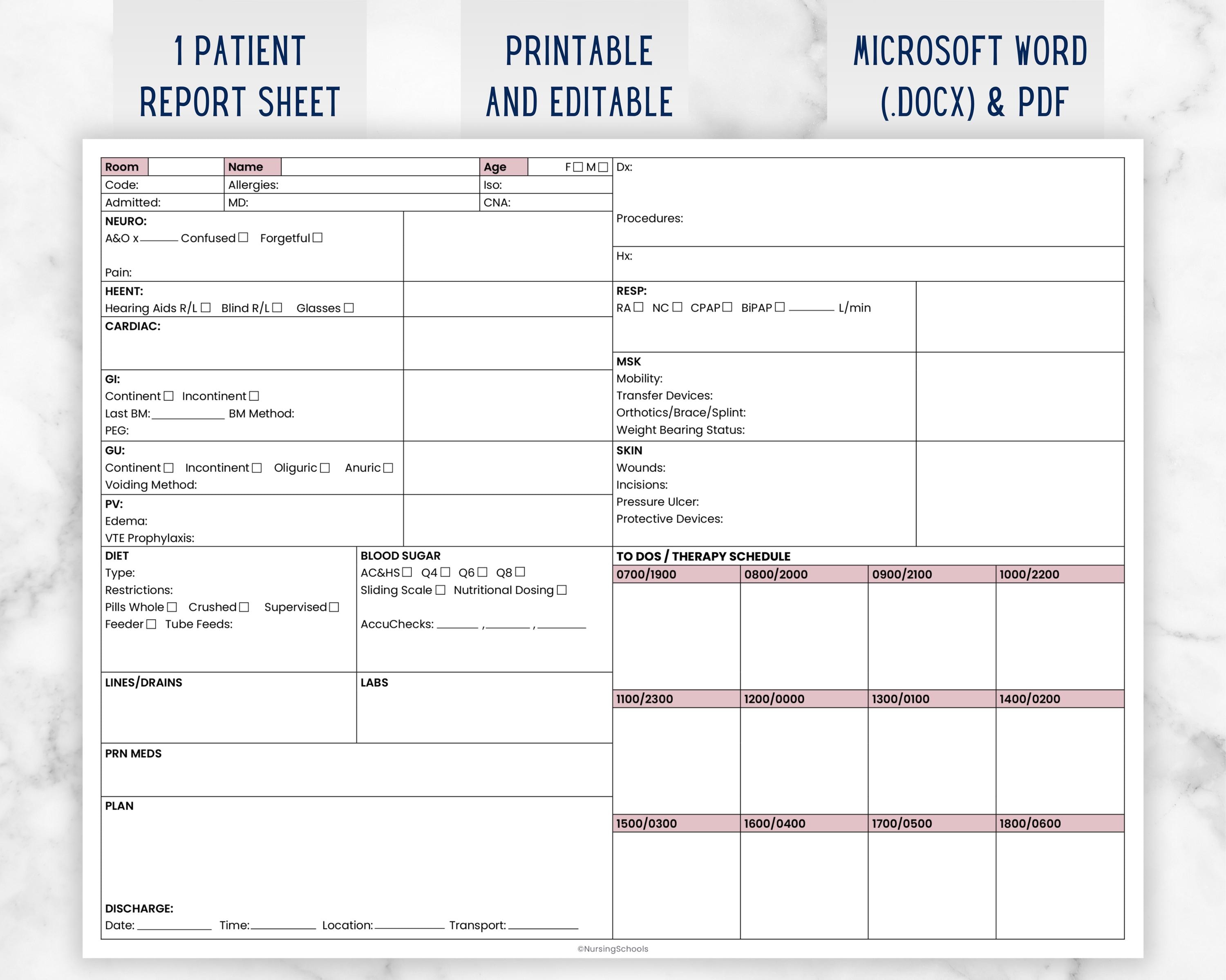 Inpatient Rehab Nurse Report Sheet, Rehabilitation Nurse Brain, Rehab ...