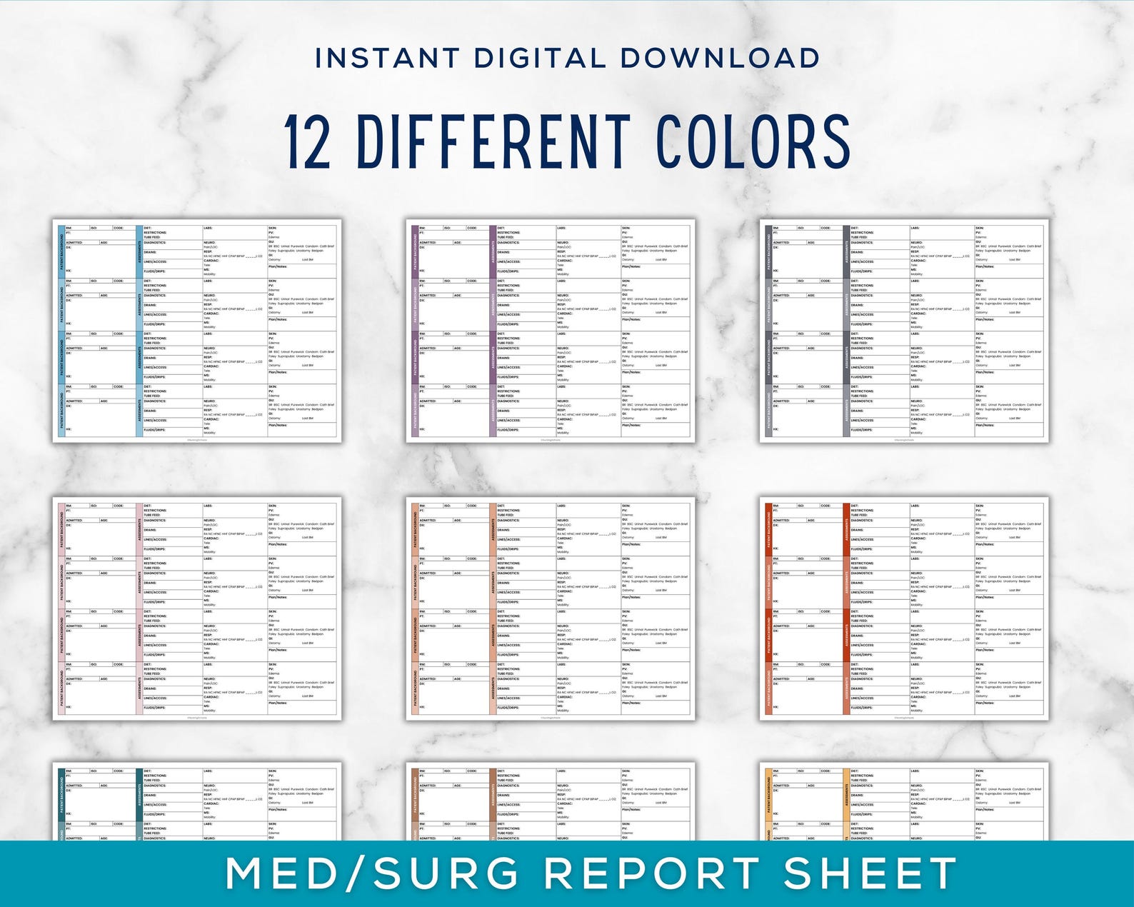 Med Surg Nursing Brain Sheet for 4 Patients, Medical Surgical Nurse ...