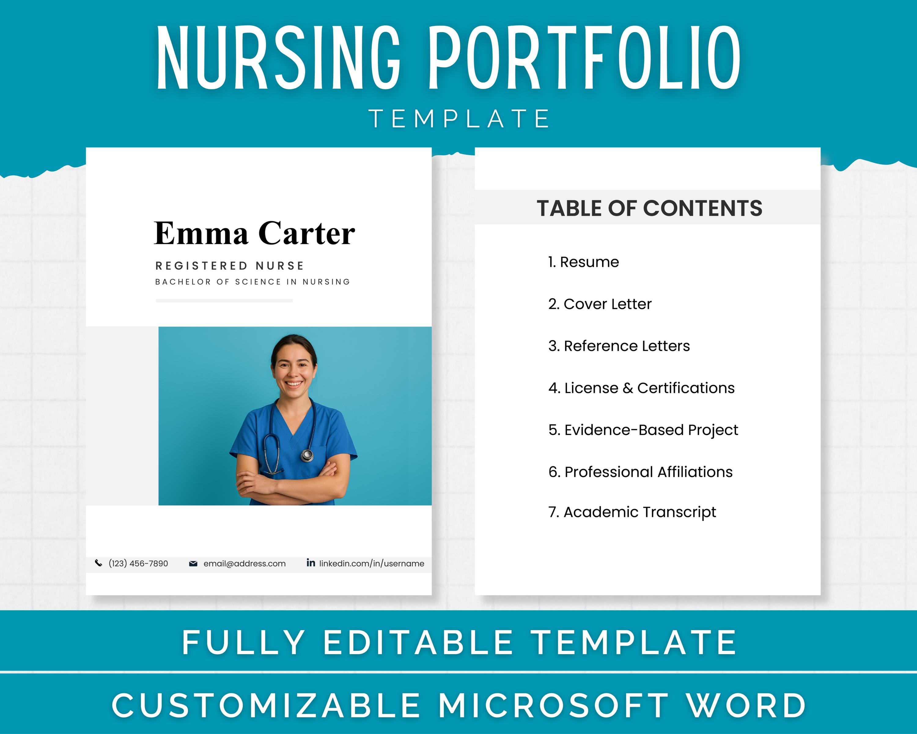 Nurse Portfolio Template, Resume CV Template, Registered Nurse, Nursing ...