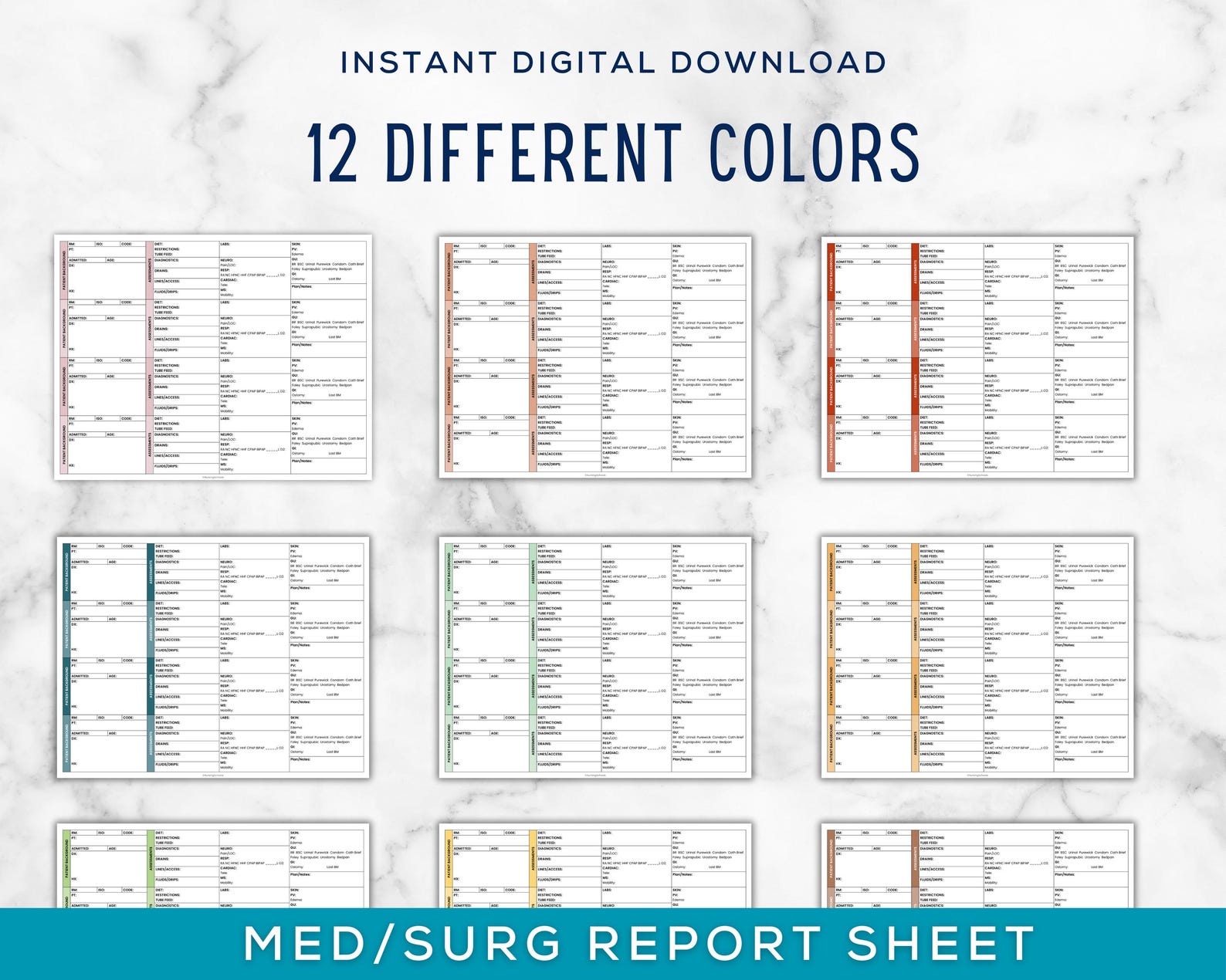 Med Surg Nursing Brain Sheet for 4 Patients, Medical Surgical Nurse ...