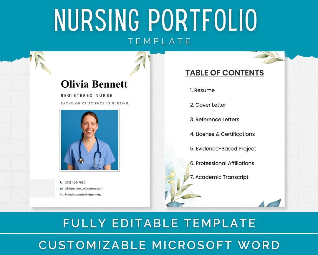 Nurse Portfolio Template, Professional Nursing Portfolio for RN, Rn ...