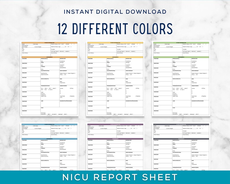 NICU Report Sheet, NICU Brain Sheet for Nurse, Nicu Nurse Gift ...