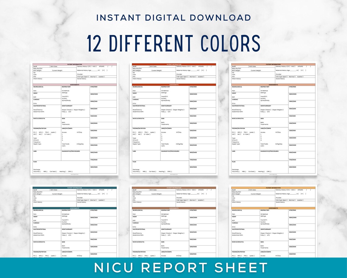NICU Report Sheet, NICU Brain, Baby Nurse Brain, Neonatal Icu Nurse ...