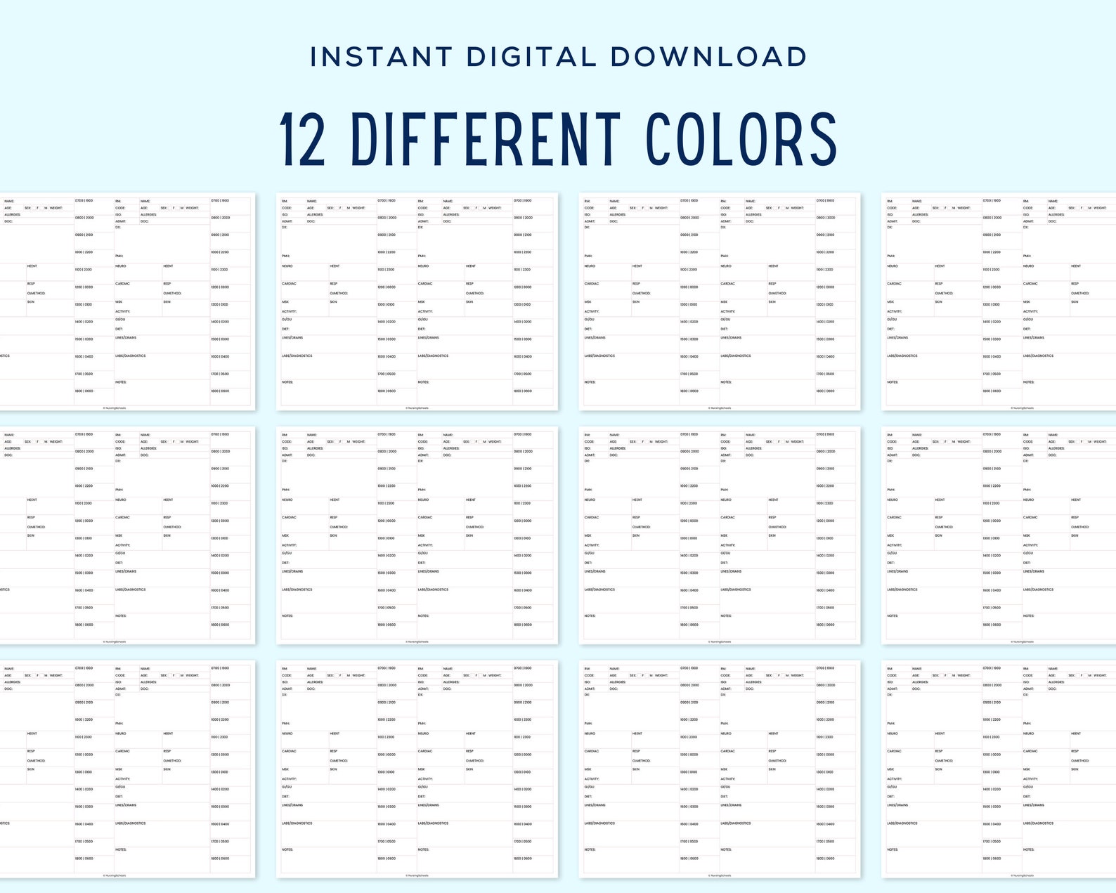 Pediatric Nurse Report Sheet for 2 Patients, Peds Nurse Brain ...