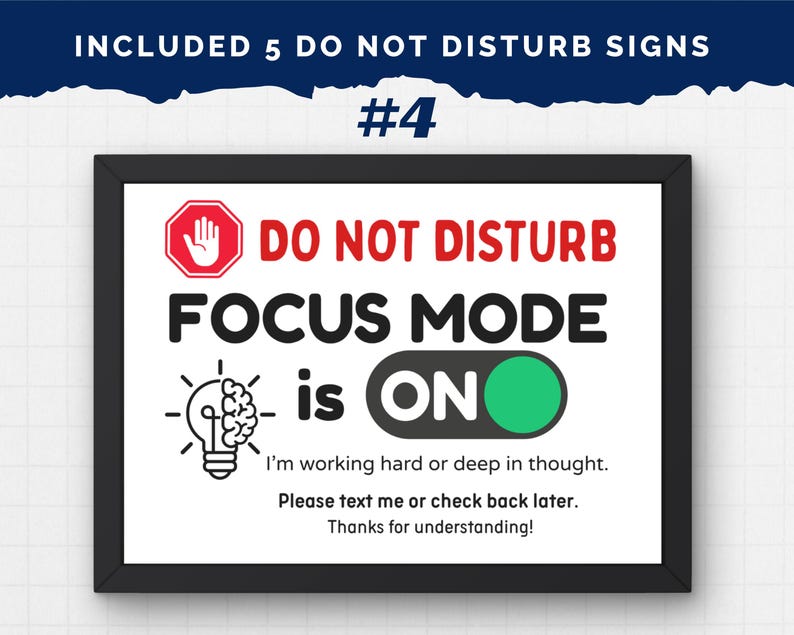 Do Not Disturb Sign Bundle - Printable Focus Mode, Live Call, Resting ...