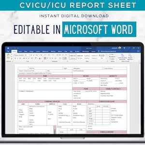 ICU Nurse Report Sheet for CVICU, Critical Care Cticu Handoff Report ...