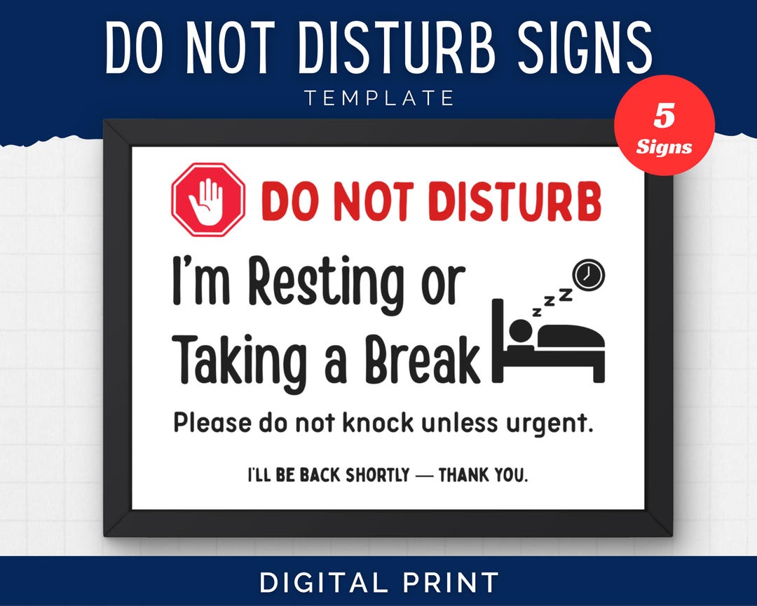 Do Not Disturb Sign Bundle - Printable Focus Mode, Live Call, Resting ...