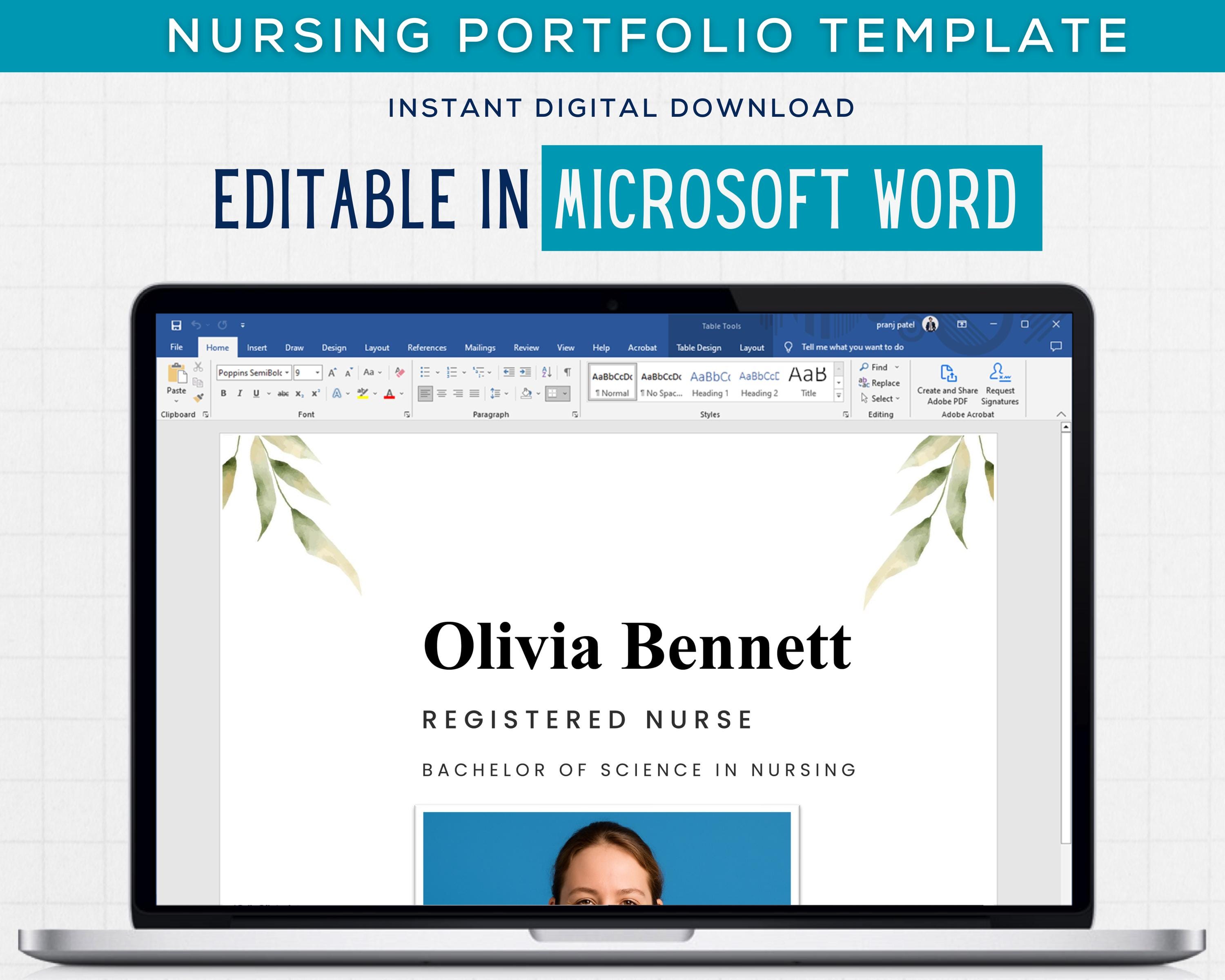 Nurse Portfolio Template, Professional Nursing Portfolio for RN, Rn ...