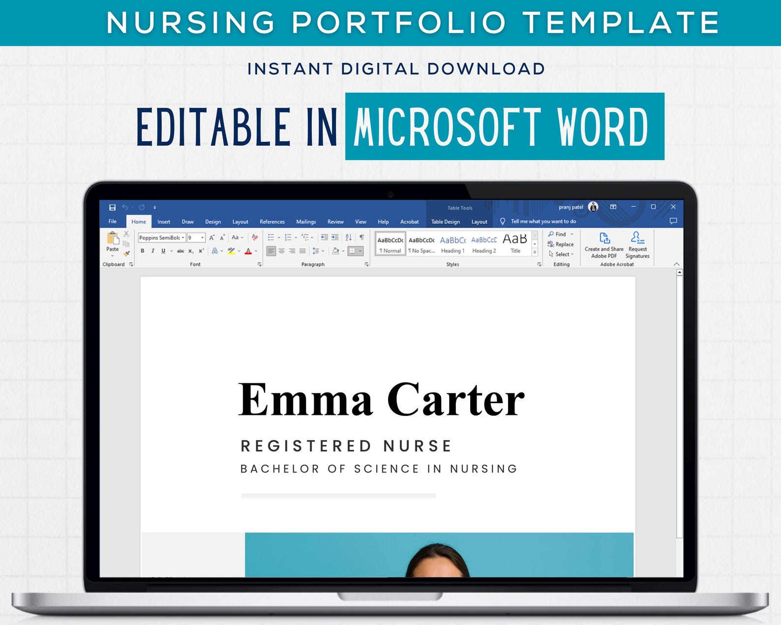 Nurse Portfolio Template, Resume CV Template, Registered Nurse, Nursing ...