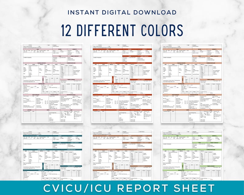 ICU Nurse Report Sheet for CVICU, Critical Care Cticu Handoff Report ...