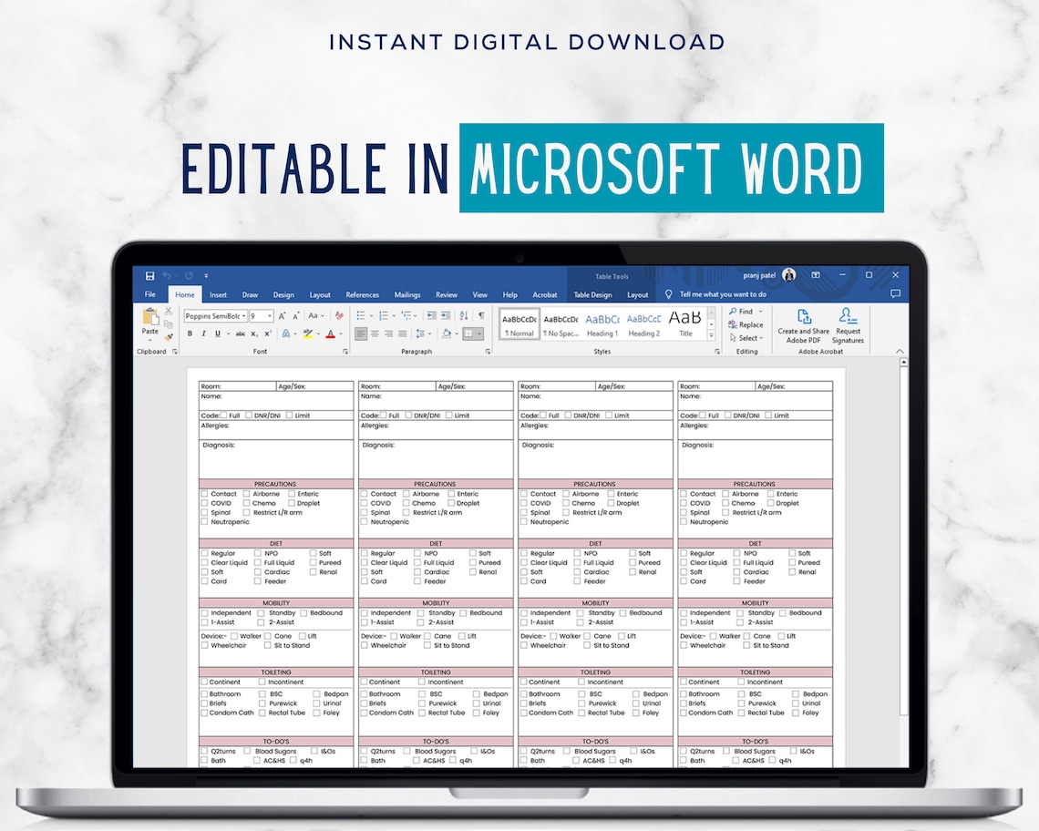 CNA Brain Sheet for 4 Patients, Certified Nursing Assistant, Cna Tech ...
