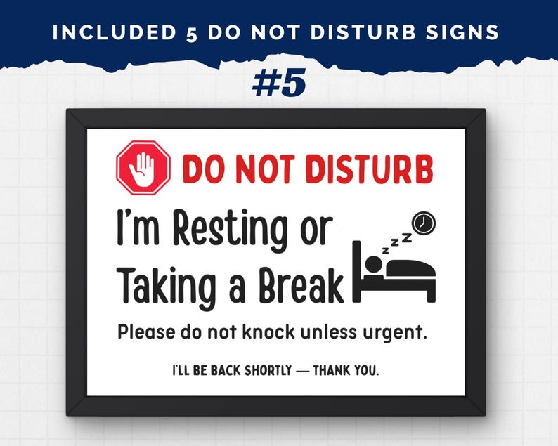 Do Not Disturb Sign Bundle - Printable Focus Mode, Live Call, Resting ...